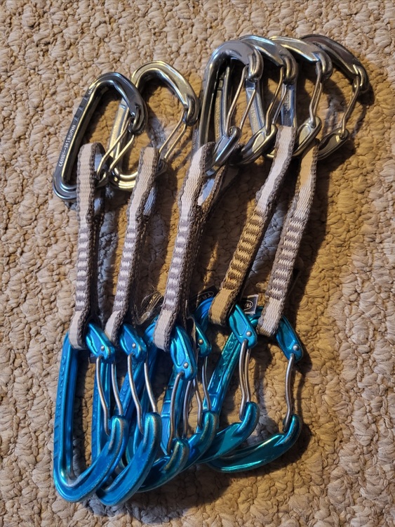 FS BD/DMM cams, petzl harness, Trango draws, Scarpa shoes