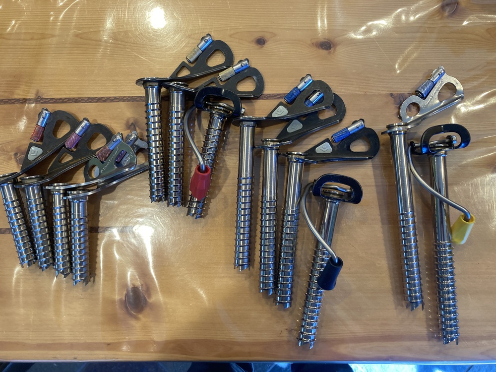 13 Ice screws. Mostly BD, a few Grivel.