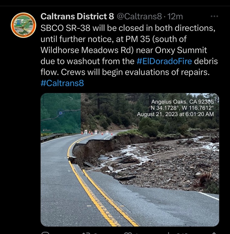 Highway 38 Closed