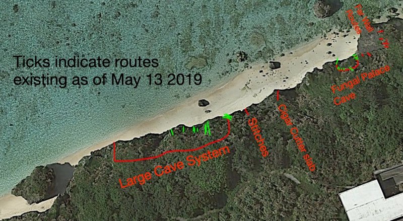 Google map shot with ticks indicating where routes are (approximately ...
